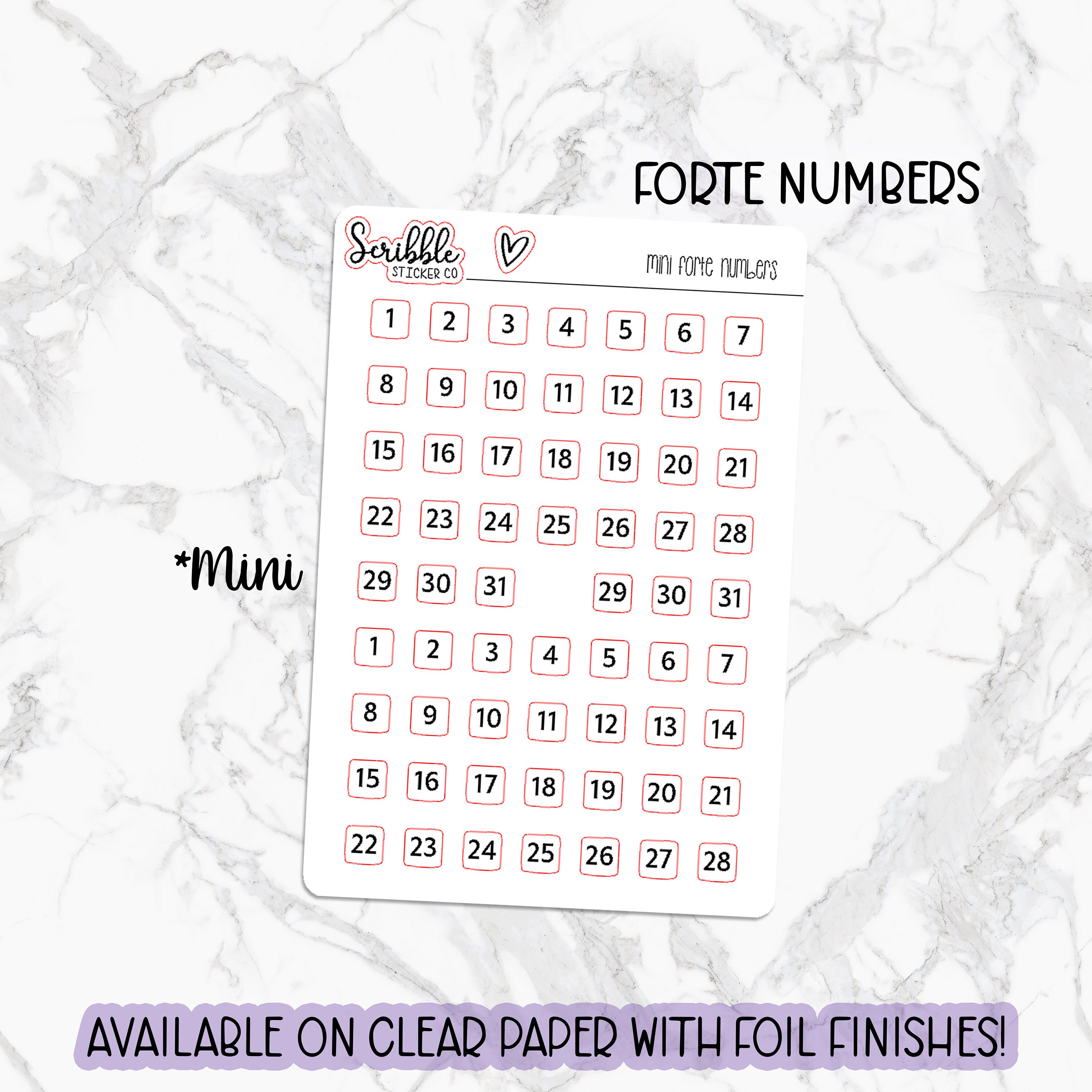 FORTE NUMBER Stickers Minimal Paper Planner Stickers - Etsy