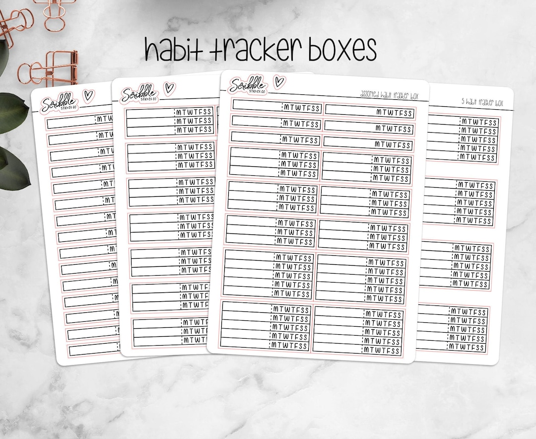 CLEARANCE Skinny Habit Tracker Boxes BUJO, Hobo Style Stickers FOIL ...