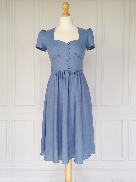 CORDIS LEN Short Sleeve Heart Neckline Retro Dress | Etsy