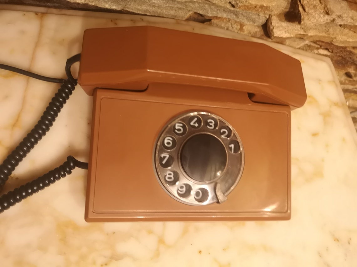 Vintage Brown Rotary Phone Vintage Desk Phone - Etsy