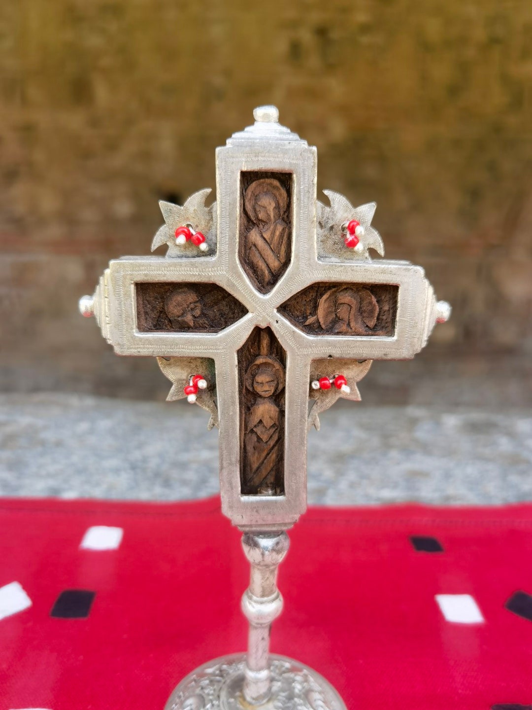 Handmade Antique Christian Cross, Hand Carved Wood and Metal Cross - Etsy
