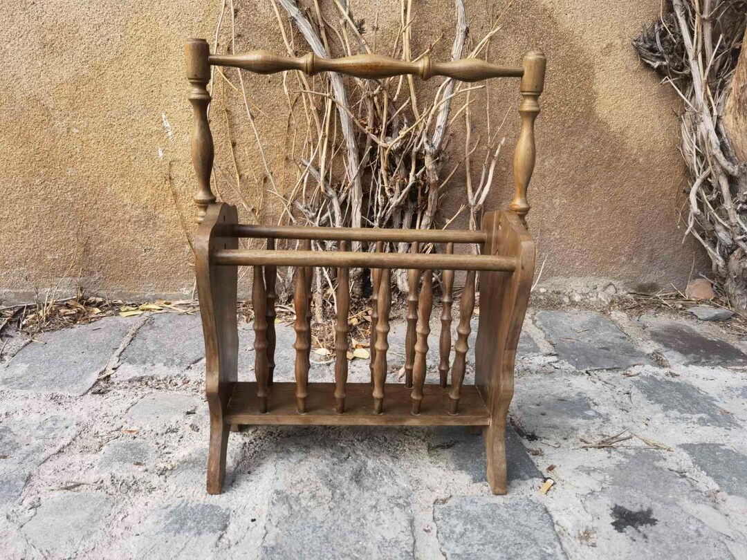 Vintage Newspaper Holder, Wooden Authentic Color 1950's Newspaper ...