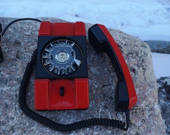 Vintage Red Rotary Telephone From 70s, Ruby Red Vintage Style Decor ...