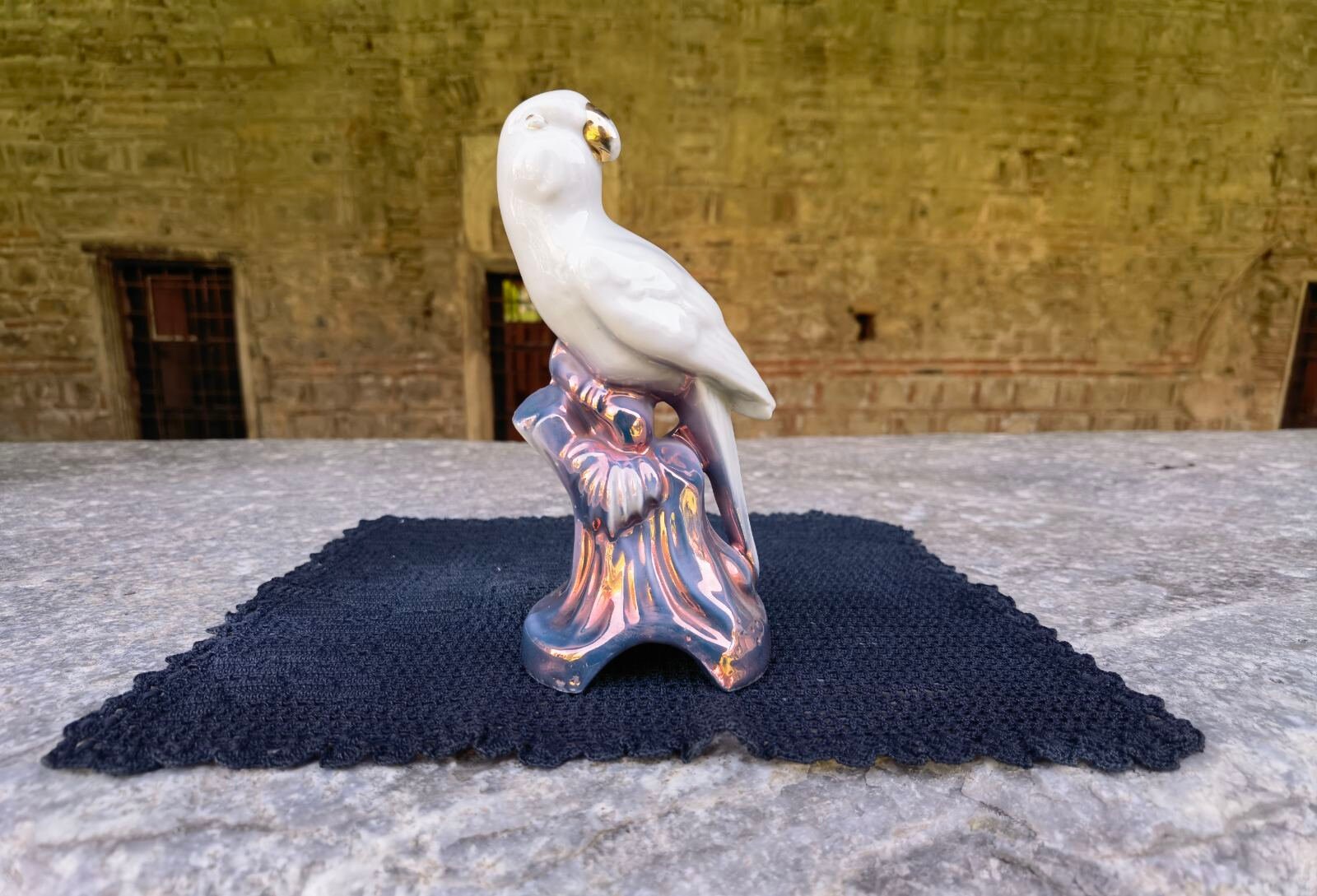 Porcelain Parrot Figurine, Vintage 1970's Porcelain Bird Figurine ...