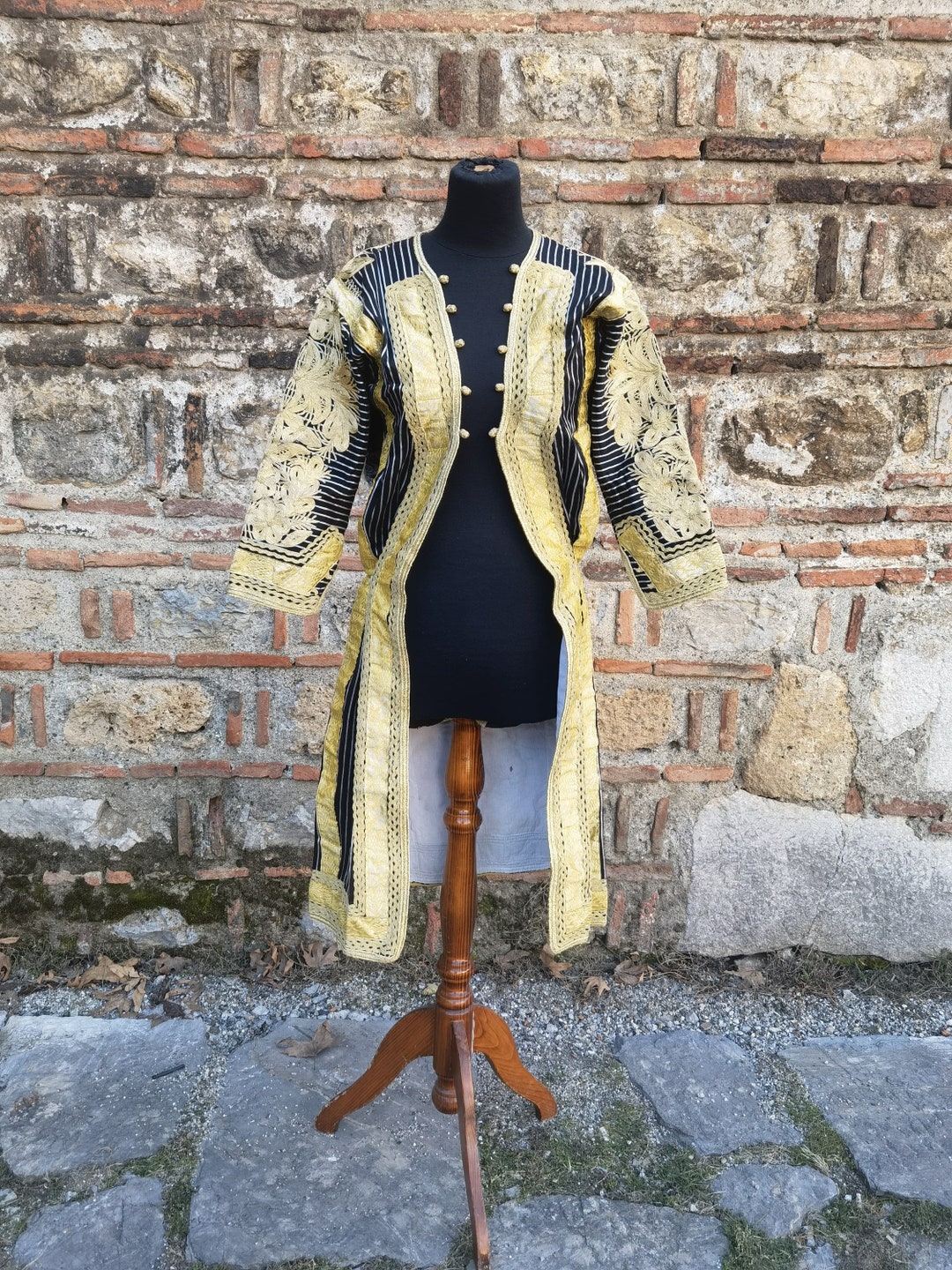 Gold Thread Hand Embroidered Kaftan, Woman's Ethnic Dress Kaftan 1950's ...