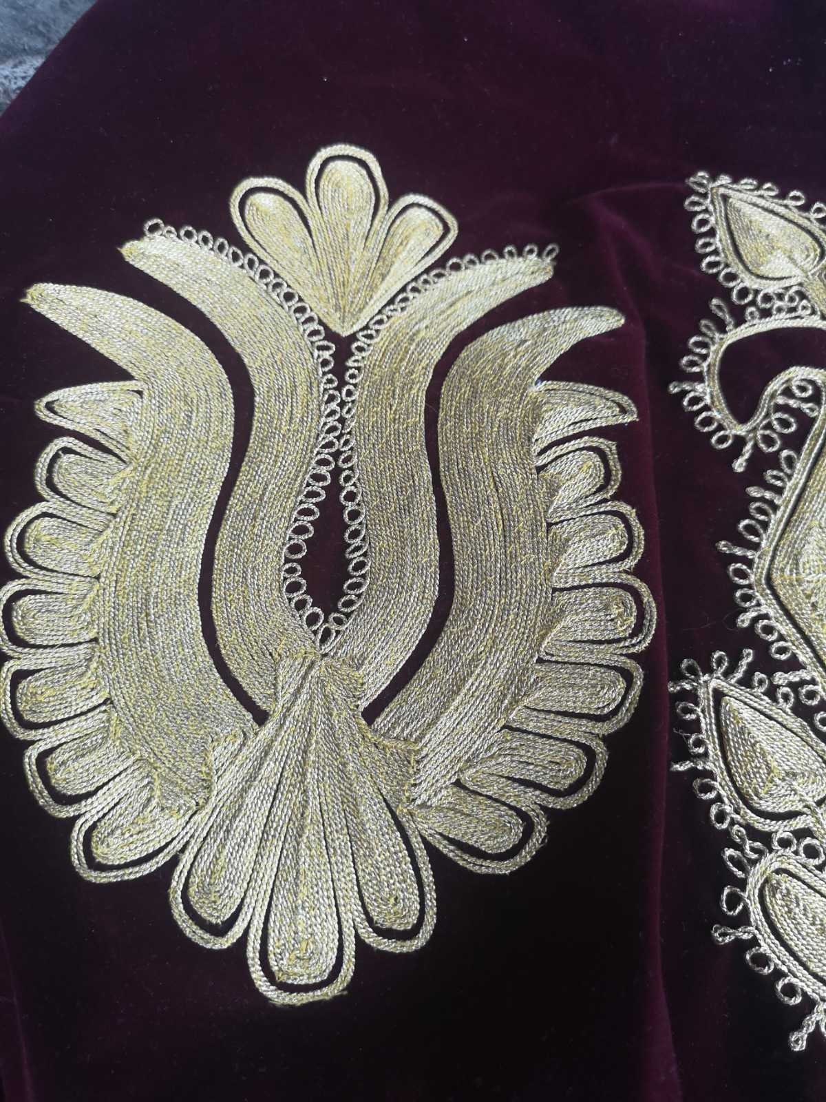 Velvet Hand Embroidered With Gold Thread Sleeves, Antique Handmade ...