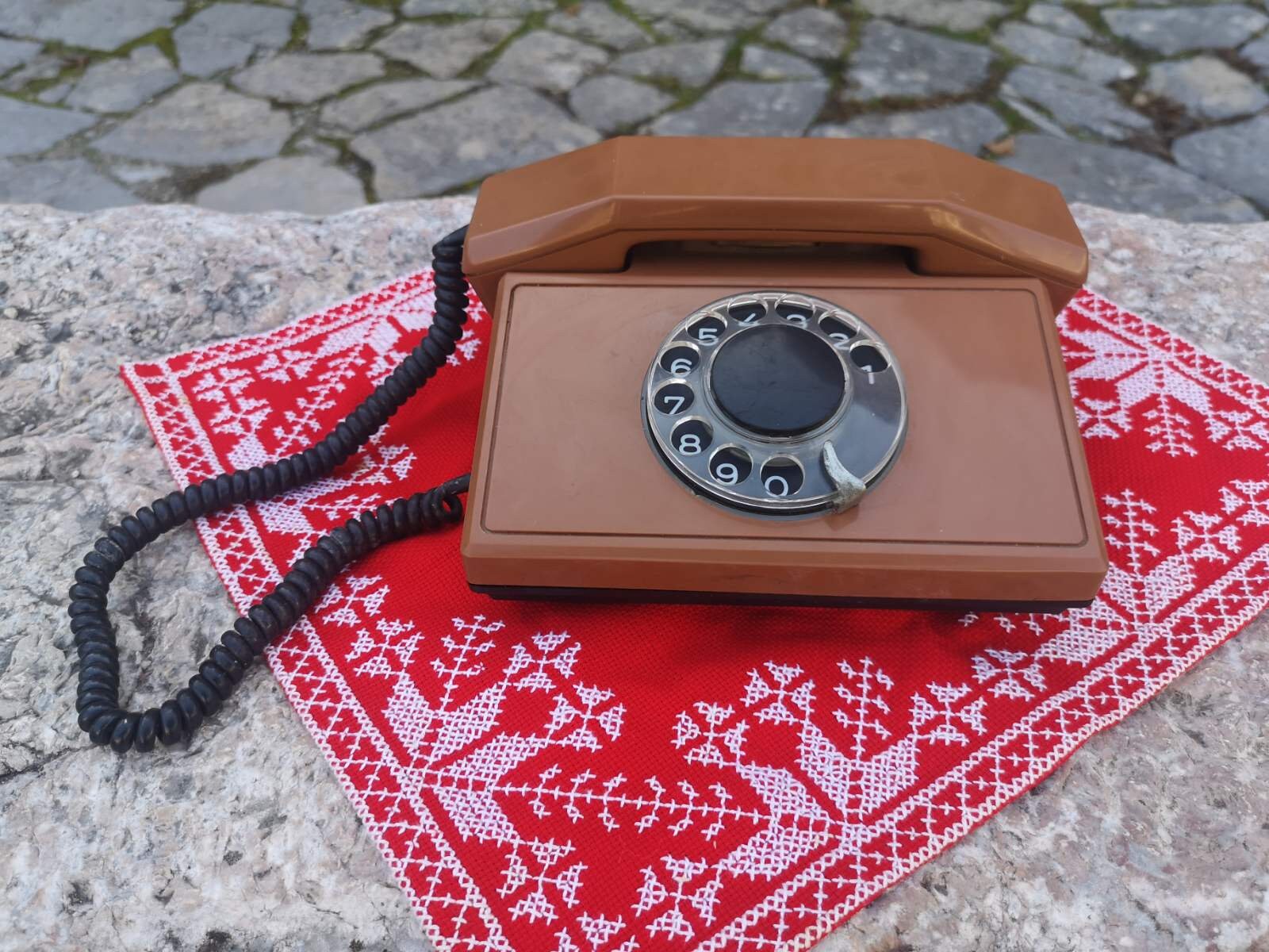 Vintage Rotary Phone, Vintage Brown Desk Phone From the 1990's - Etsy