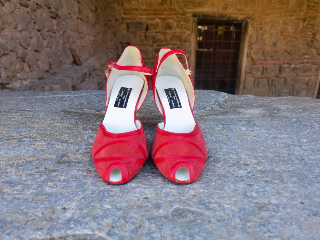 Women's Red Leather Shoes, Vintage Red Shoes - Etsy