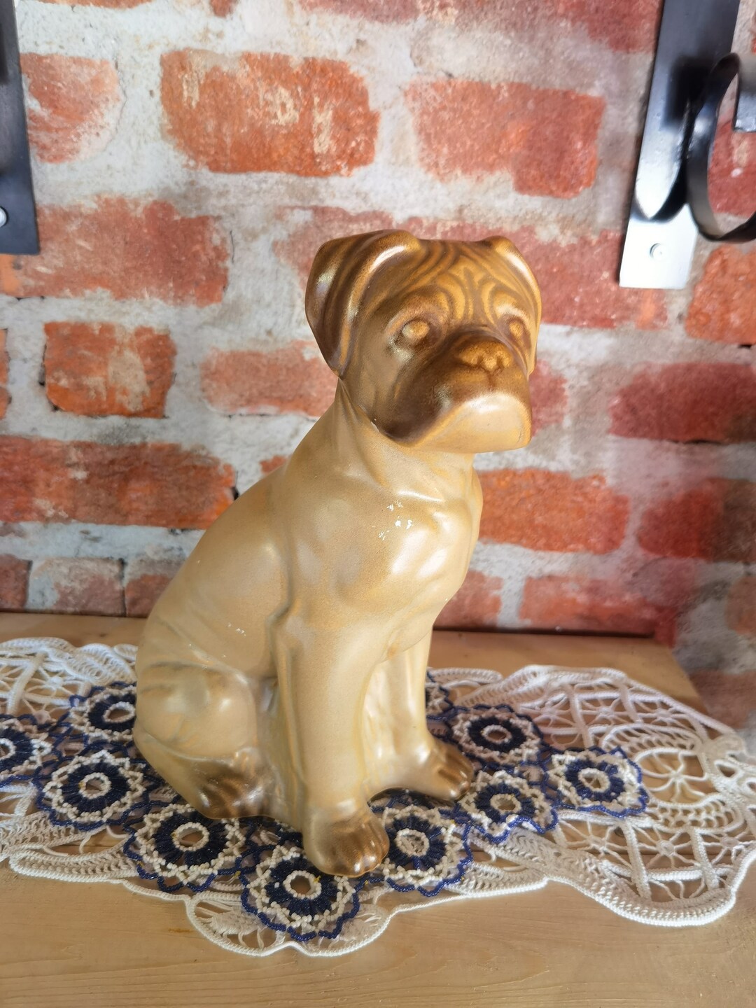 Bulldog Porcelain Figurine, Large Bulldog Vintage Porcelain Figurine - Etsy