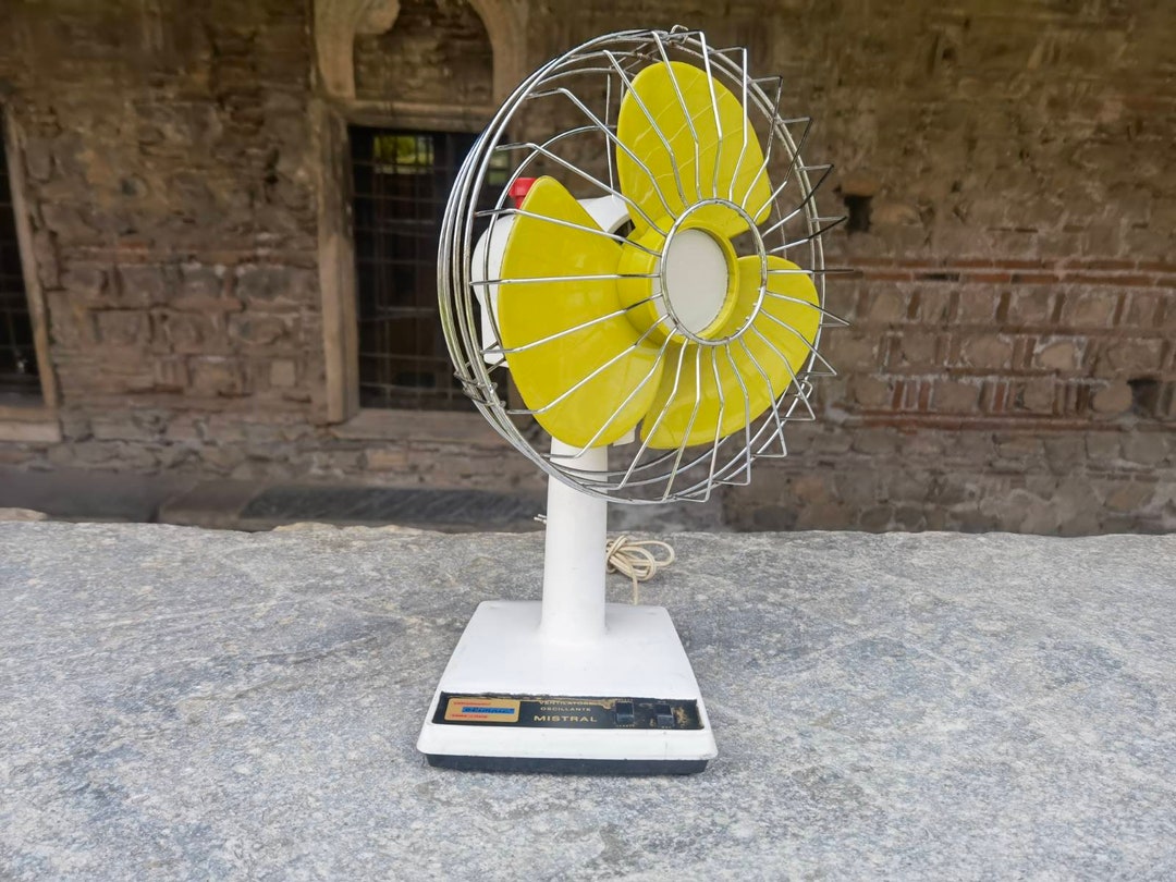 Vintage 1970's Metal Fan, Yellow Retro Table Fan, Mistral Olimpic ...