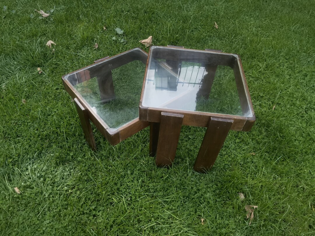 Cubism Art Deco Nesting Tables, Vintage 1970's Meblo Nesting Tables - Etsy