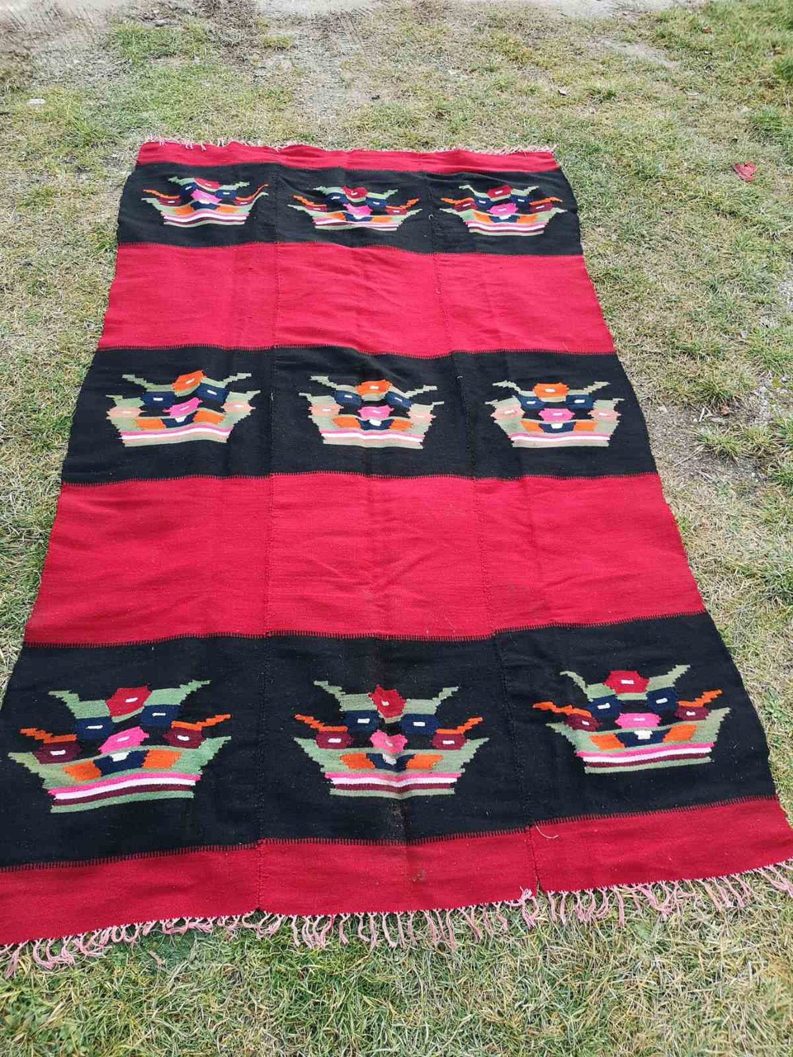 Hand Woven Antique Rug, Macedonia Ethnic Pattern Rug - Etsy