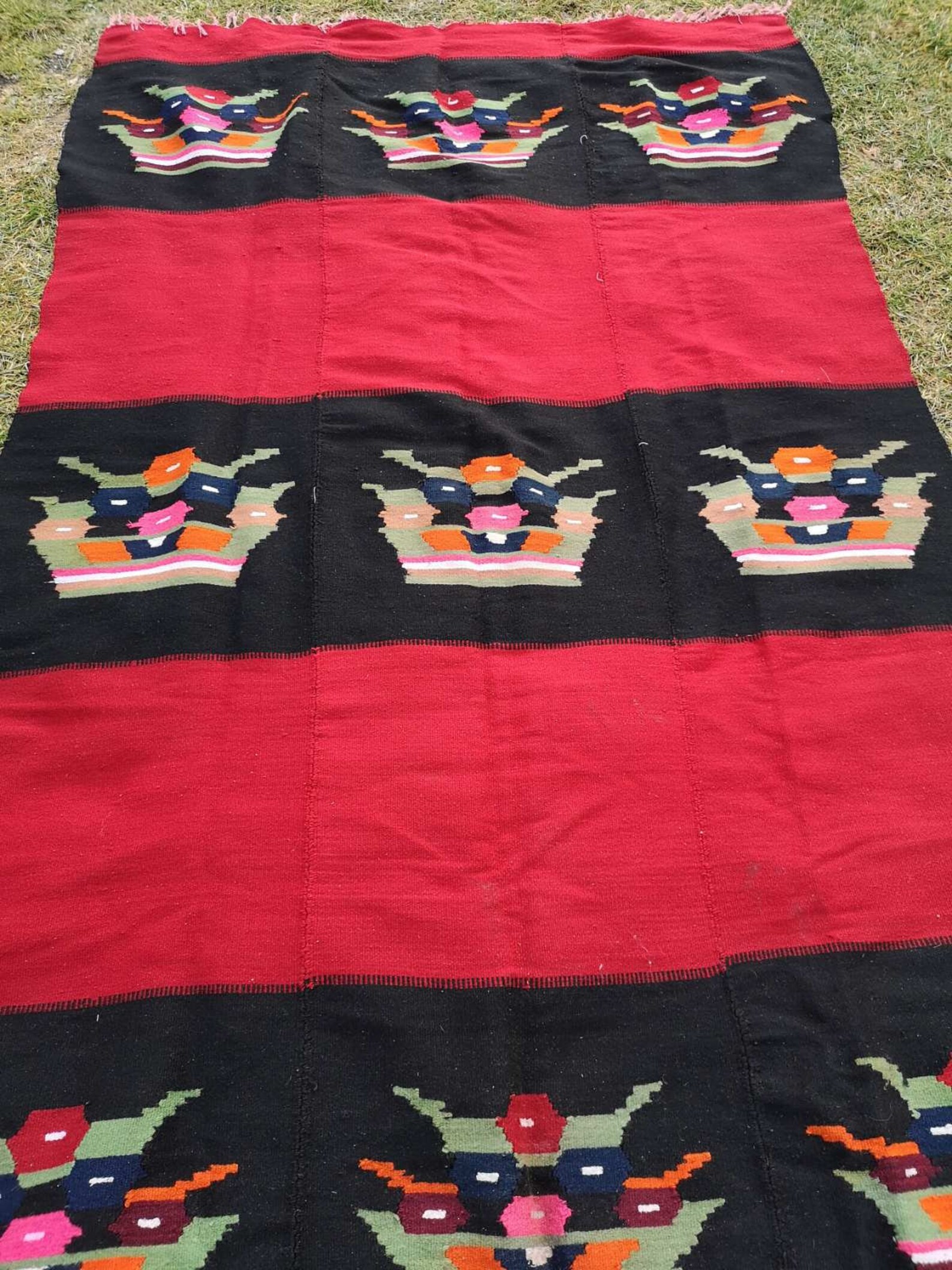 Hand Woven Antique Rug, Macedonia Ethnic Pattern Rug - Etsy