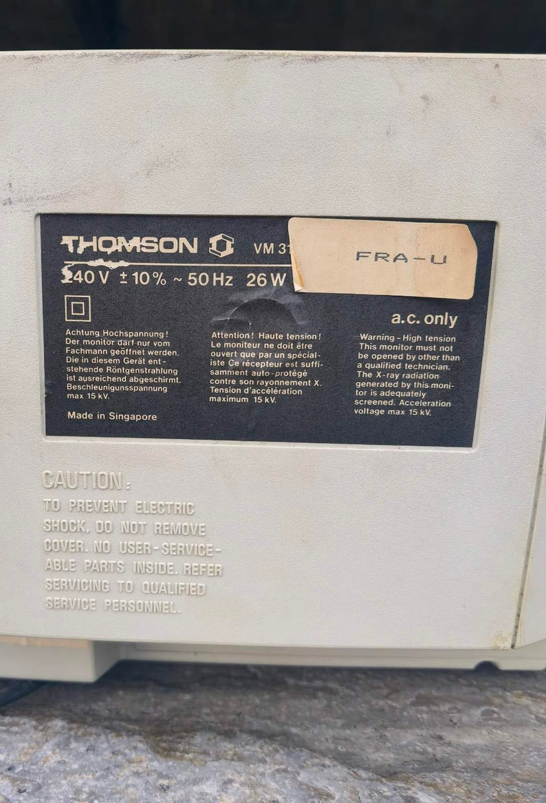 Thomson Computer Monitor, Vintage 1980's Monochromatic Computer Monitor ...