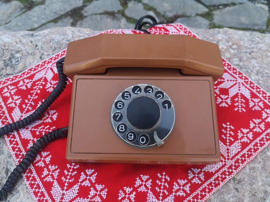 Vintage Rotary Phone, Vintage Brown Desk Phone From the 1990's - Etsy