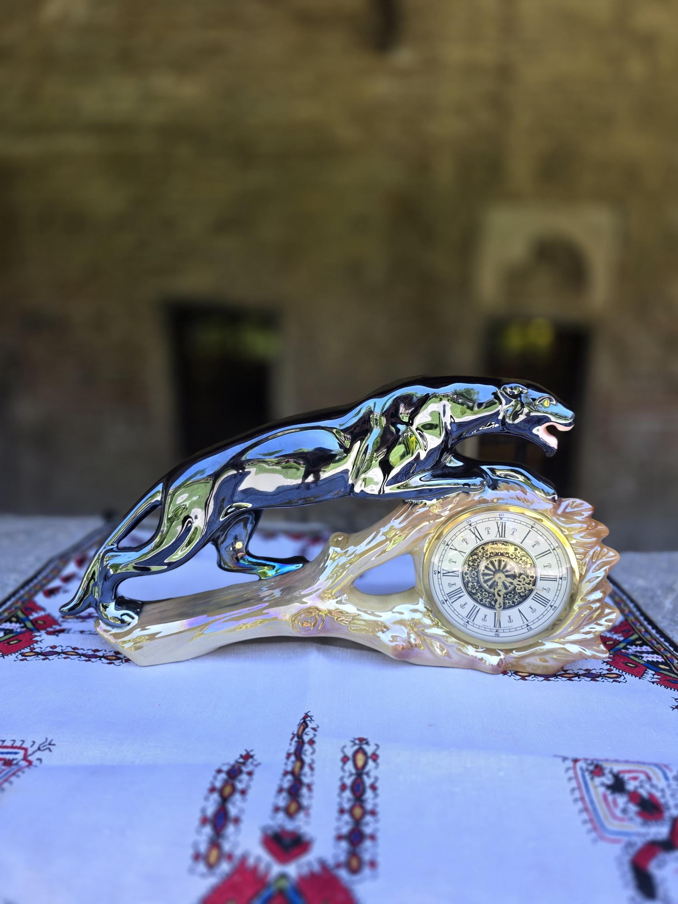 Panther Ceramic Clock, Vintage Dutch Desk Clock, Jema Ware Ceramic ...