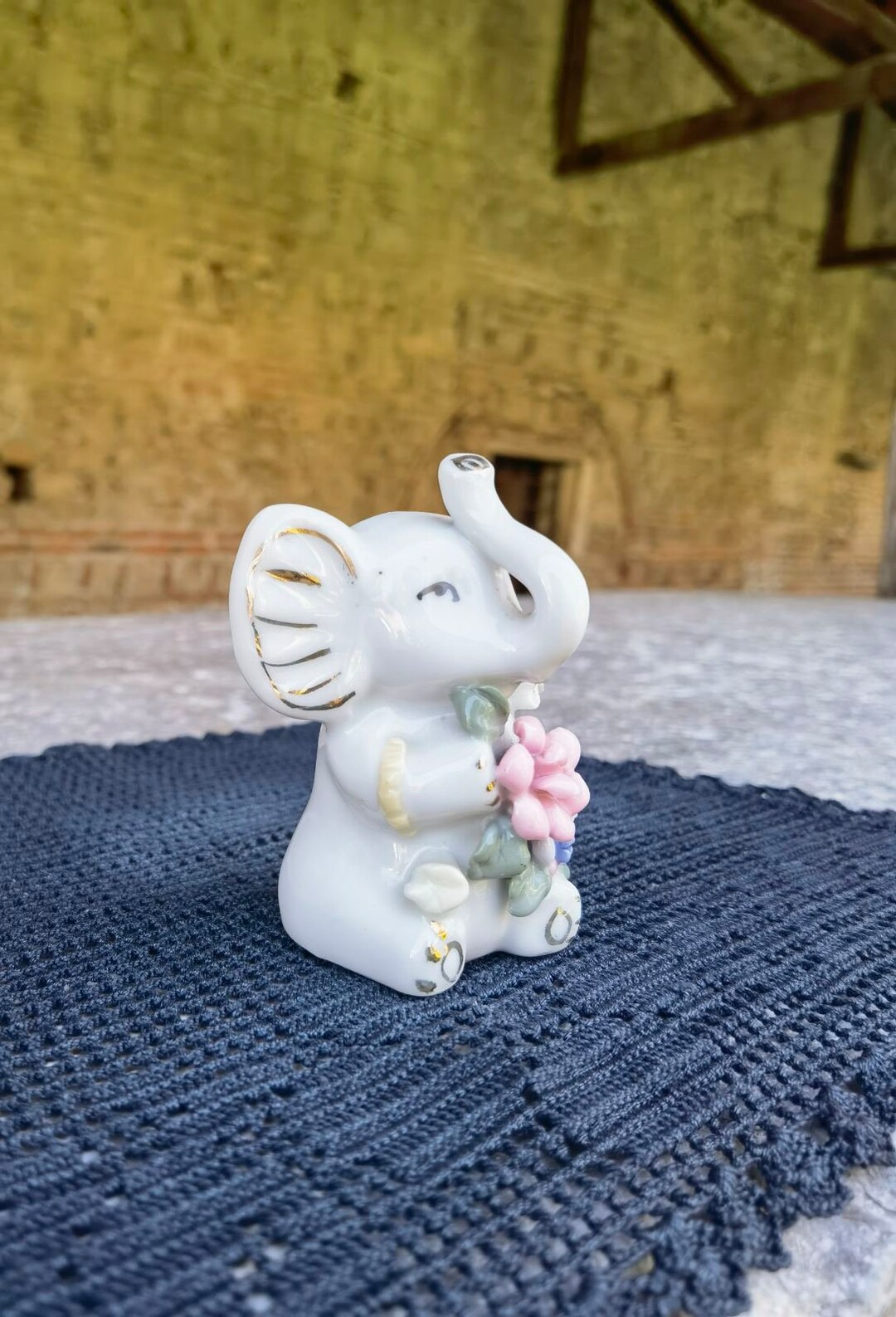 Cute Vintage Porcelain Figurine, Baby Elephant Porcelain Figurine, Cute ...