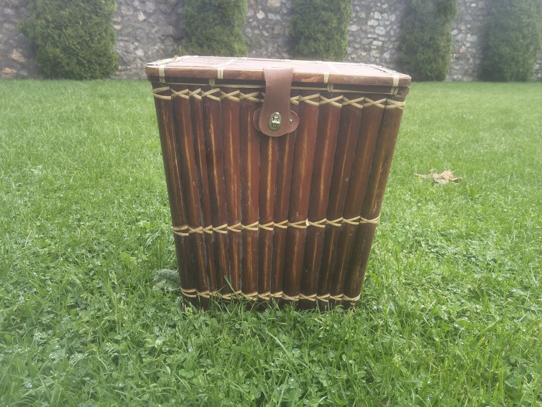 Vintage Bamboo Laundry Basket, 1970's Bamboo Clothes Basket, Laundry ...