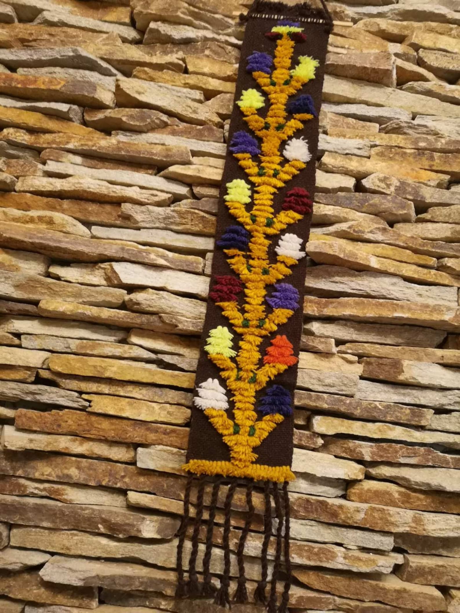 Handmade Vintage Long Tapestry, Woven on a Loom and Hand Embroidered ...