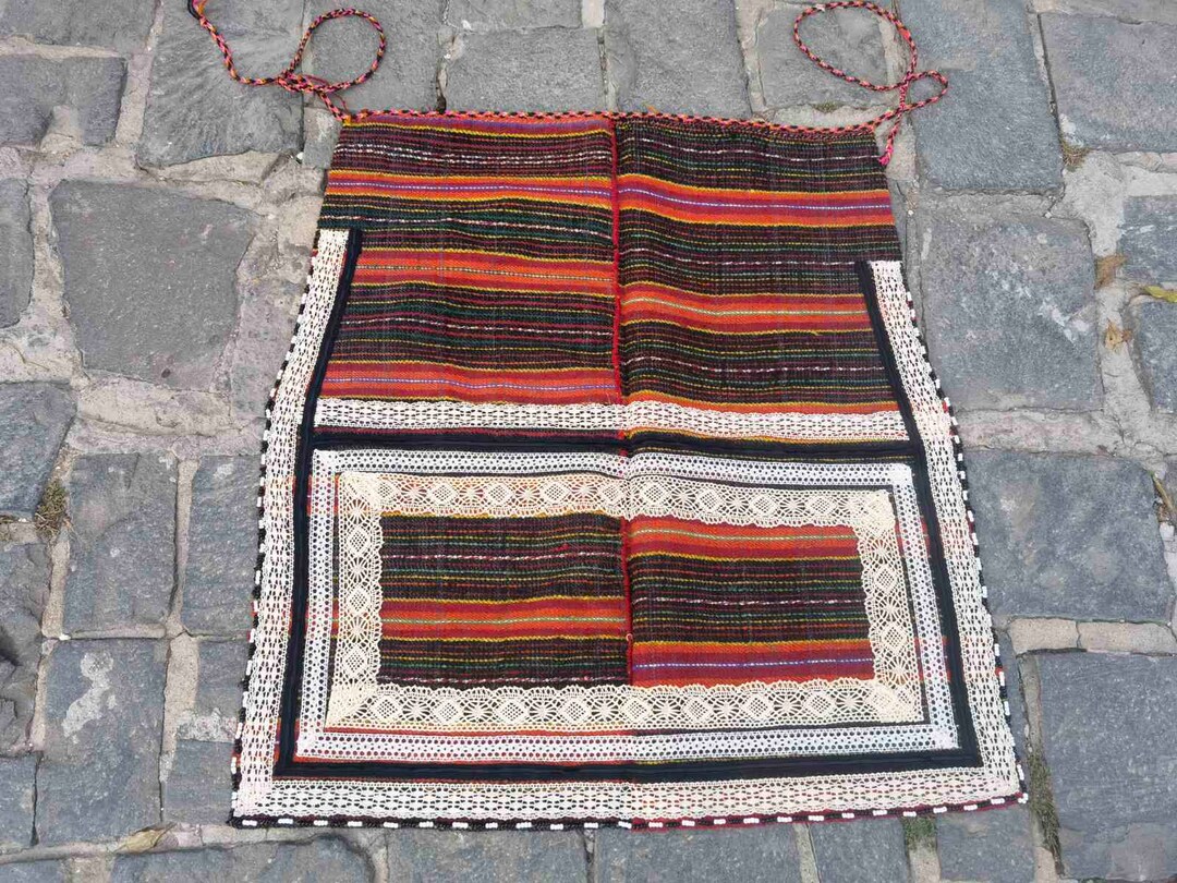 Antique and Large XIX Century Apron Hand Woven Wool Apron Part of Woman ...