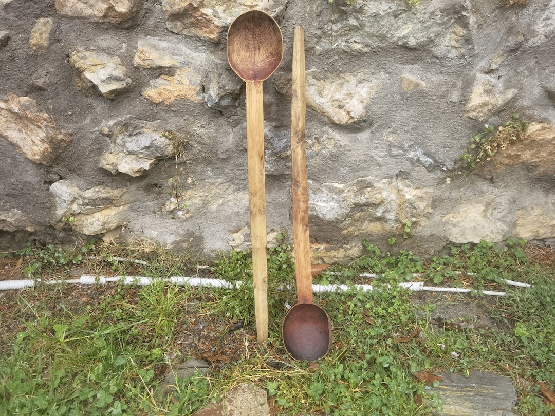Primitive Wooden Large Spoons, 65 Cm Hand Carved Primitive Spoons, XIX ...