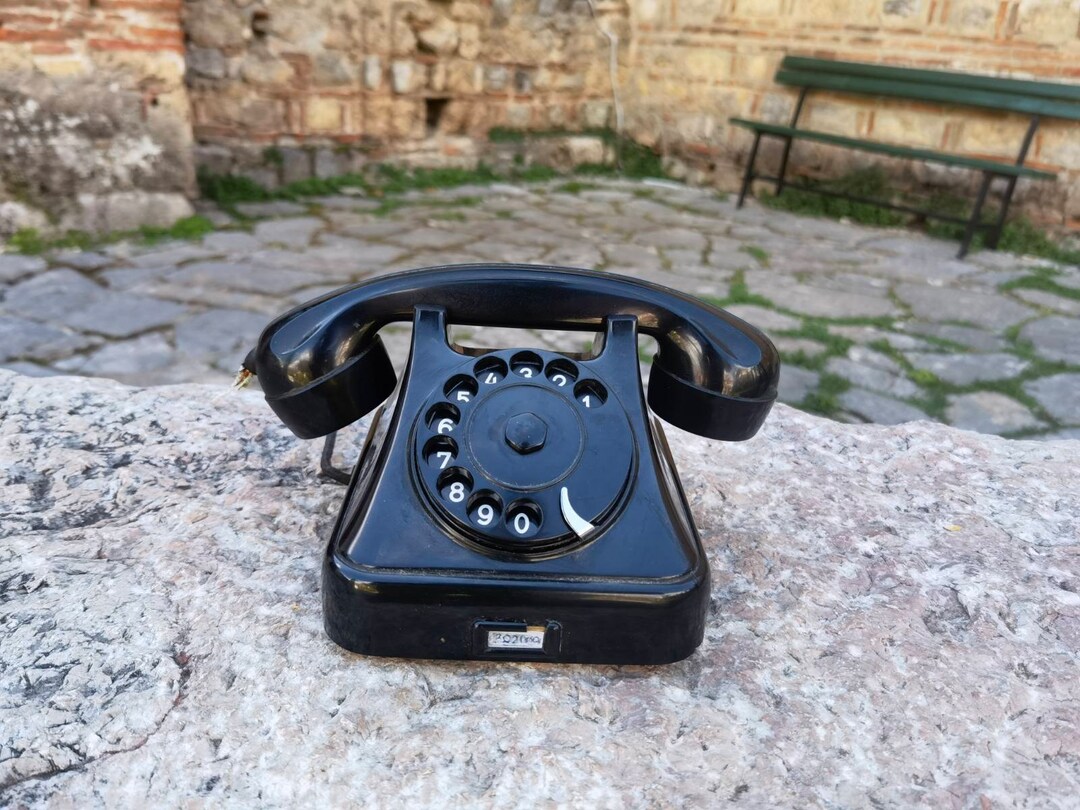 Black Bakelite 1950's Phone, Iskra ATA 12 Vintage Rotary Telephone - Etsy