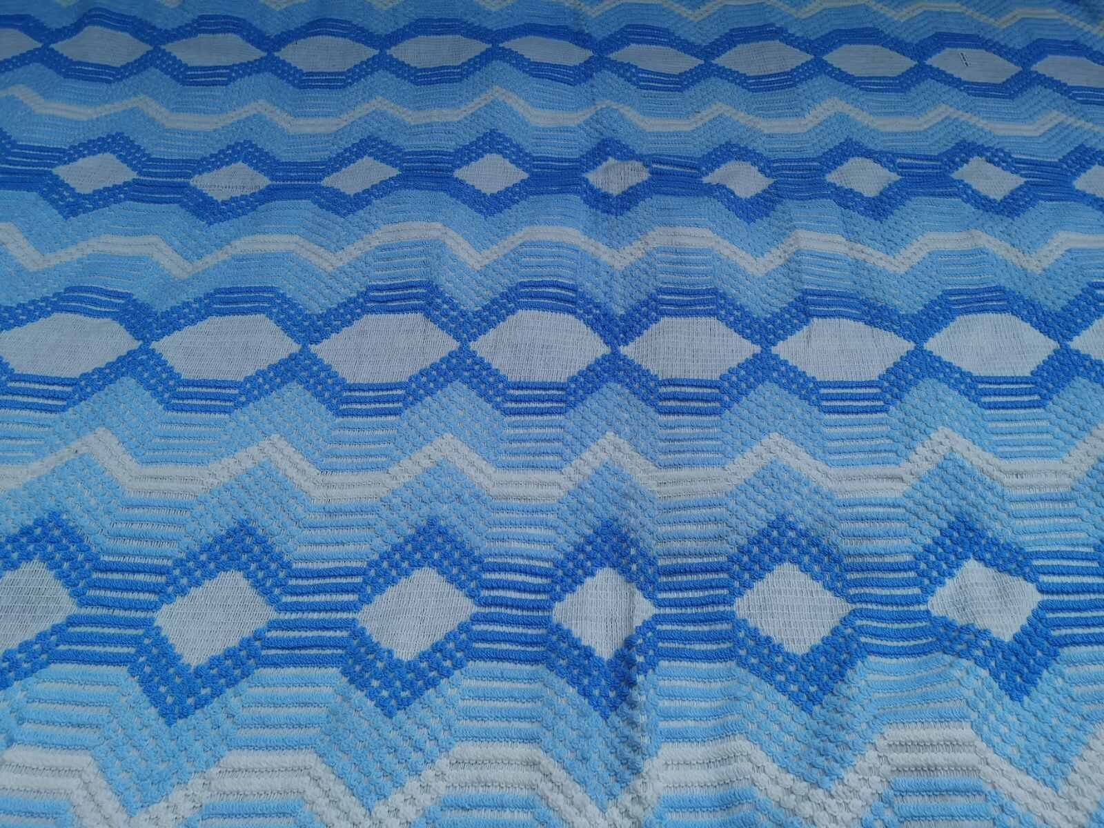 Vintage Bed Cover Vintage Blue Acrylic Blue Bedspread - Etsy
