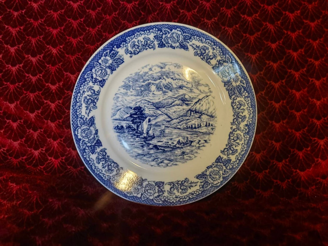Vintage Decorative Porcelain Plate, 1980's Kobalt White and Blue Plate ...