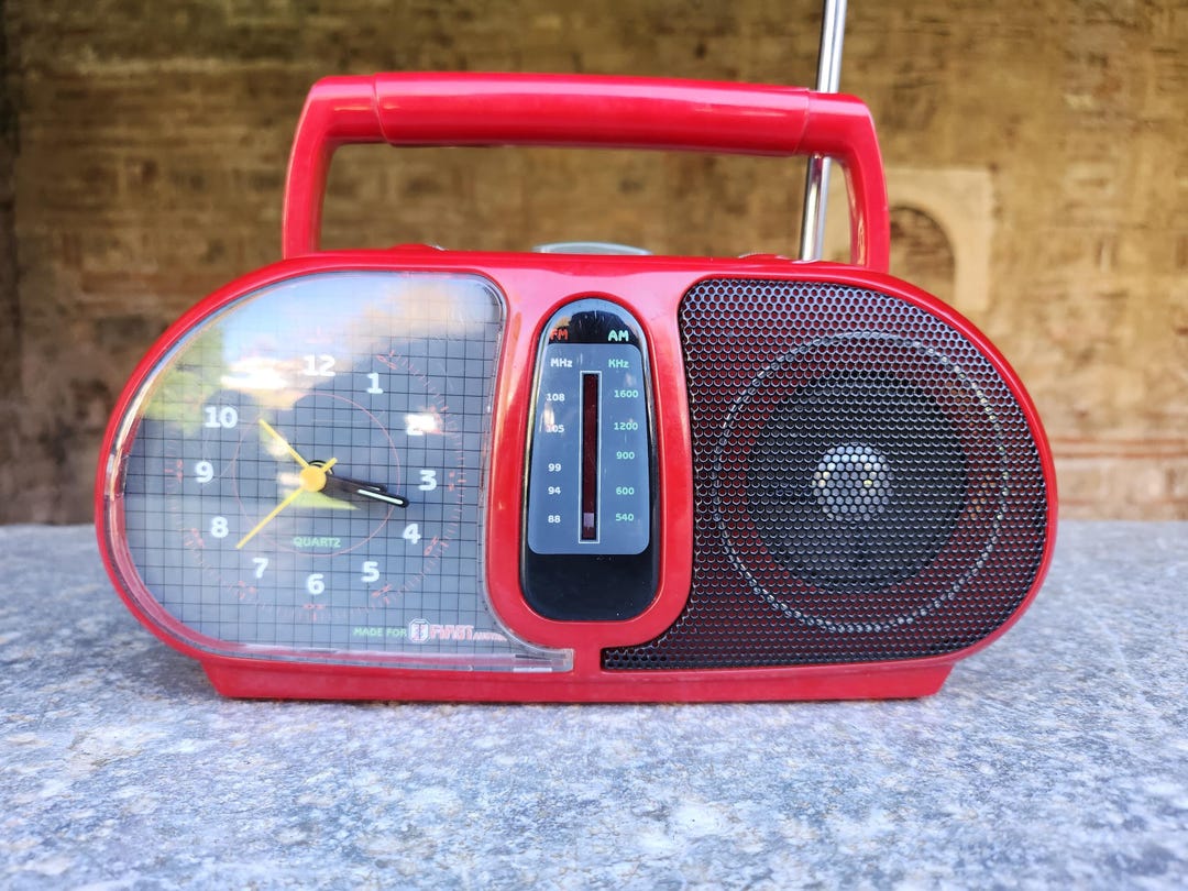 Red First Austria Portable Am/fm Alarm Clock Radio, Eye-catching ...