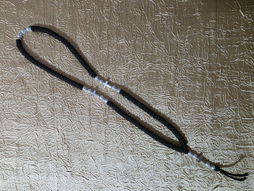 Black 100 Knot Orthodox Christian Prayer Rope, Religious Faith Rosary ...