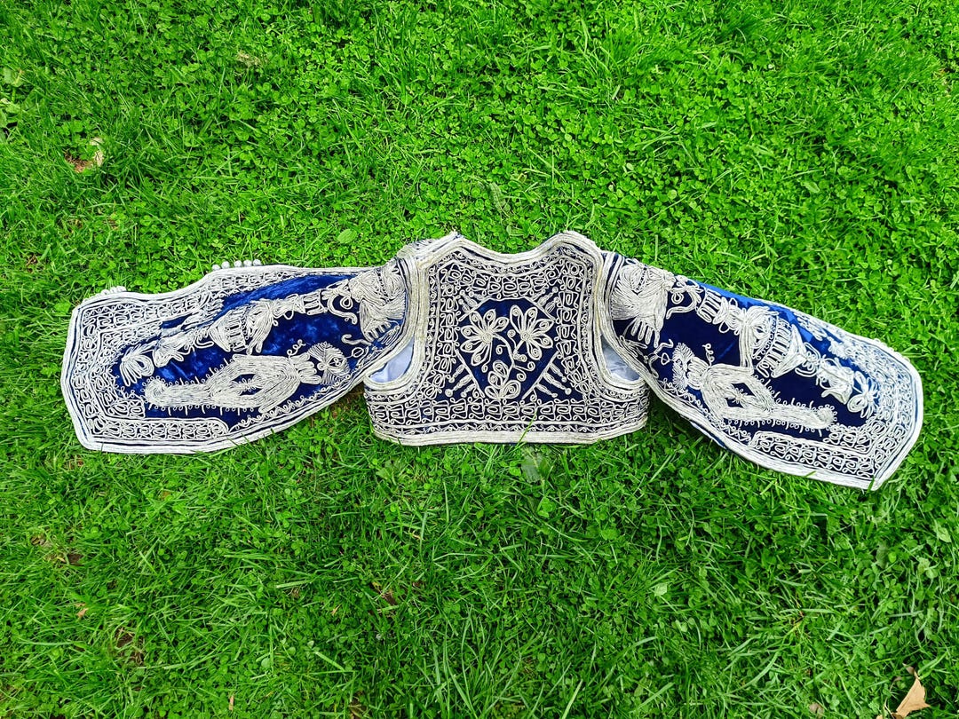 Ottoman- Turkish Woman's Vest, Blue Velvet and Silver String Thread All ...