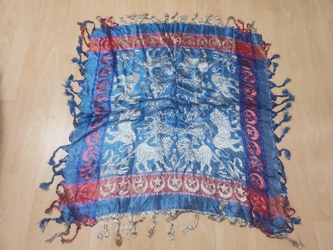 Ottoman Silk Scarf, Antique High Quality Scarf With Lions Pattern ...