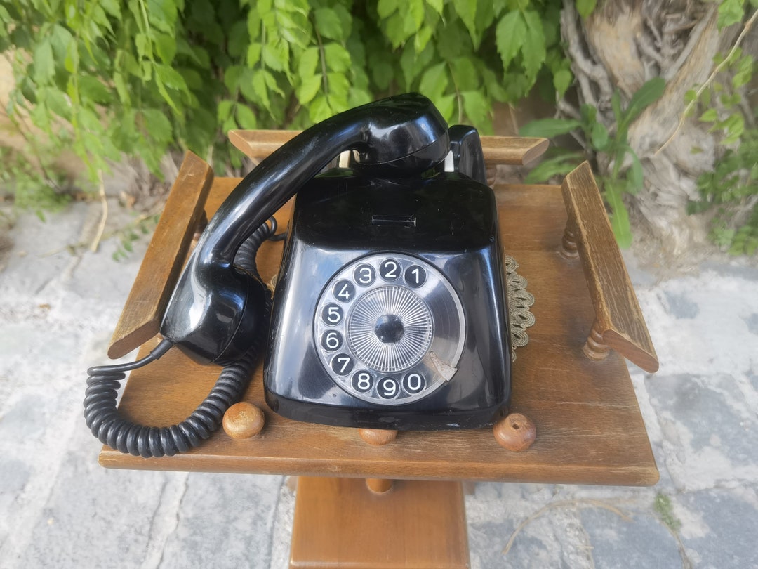 Black Bakelite Rotary Phone, 1960's Rotary Office Phone, Retro Style ...