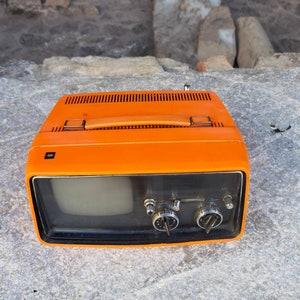 Space Age Orange 1970's Portable TV, Vintage Rare Space Age Design CRT ...