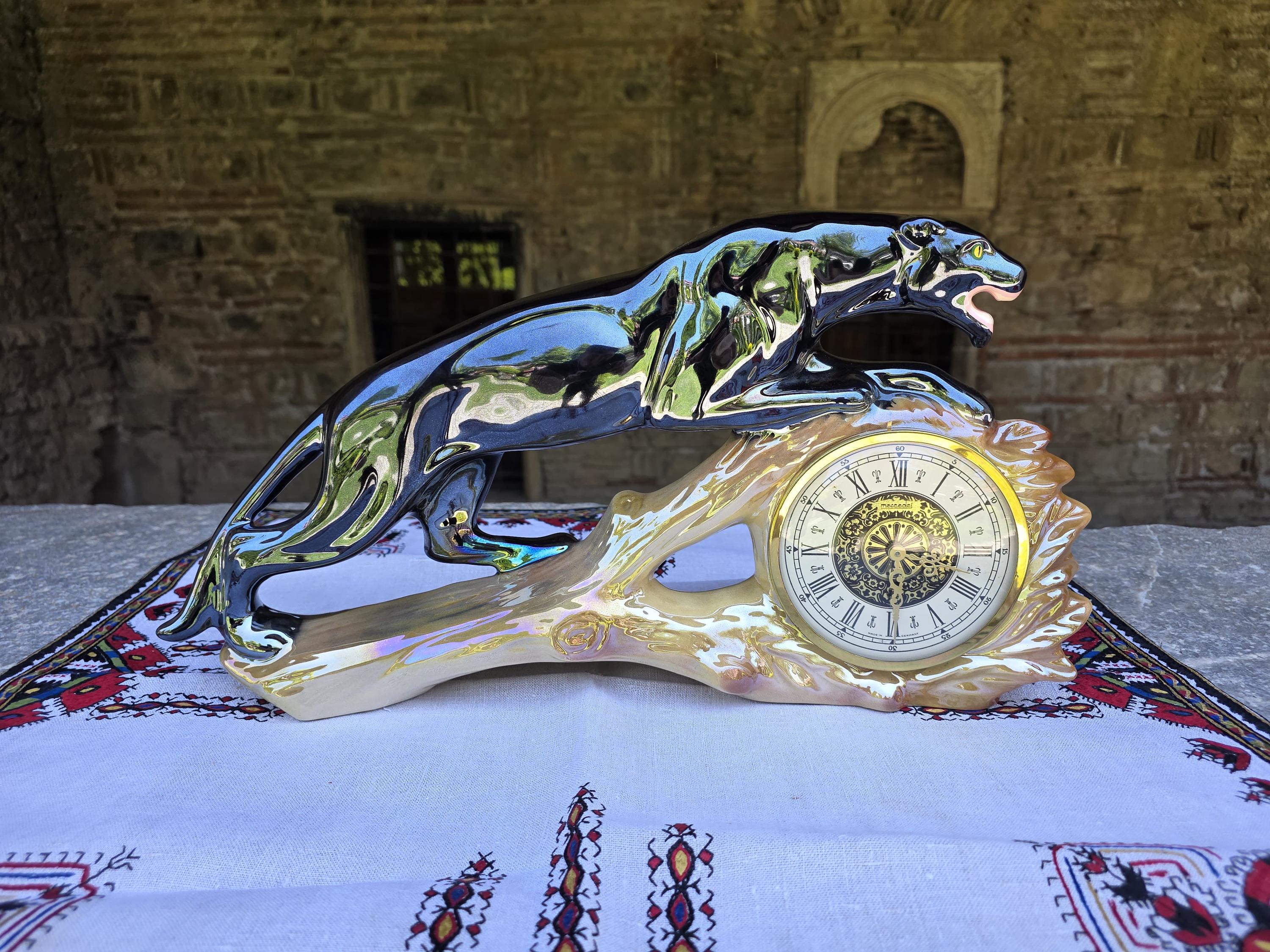 Panther Ceramic Clock, Vintage Dutch Desk Clock, Jema Ware Ceramic ...