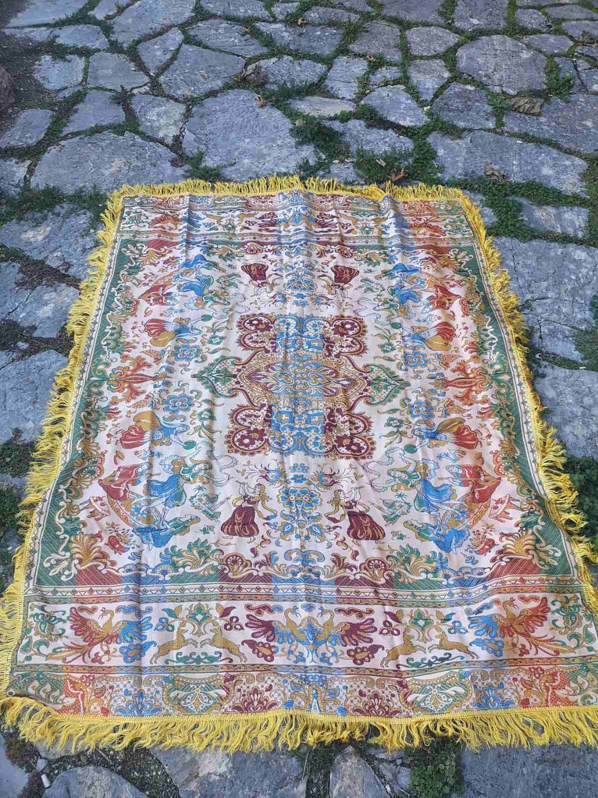 Vintage Colorful Table Cover, Silk and Rayon Table Cover - Etsy