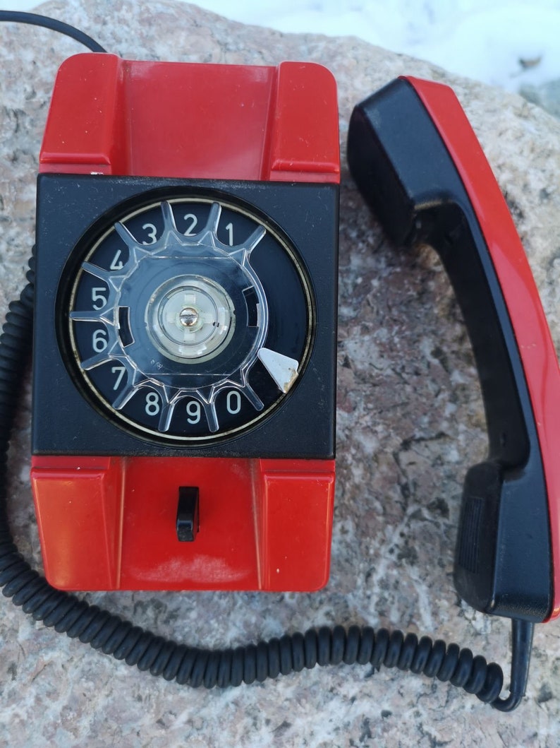 Vintage Rotary Phone Vintage Red Desk Phone 1973 Telephone - Etsy