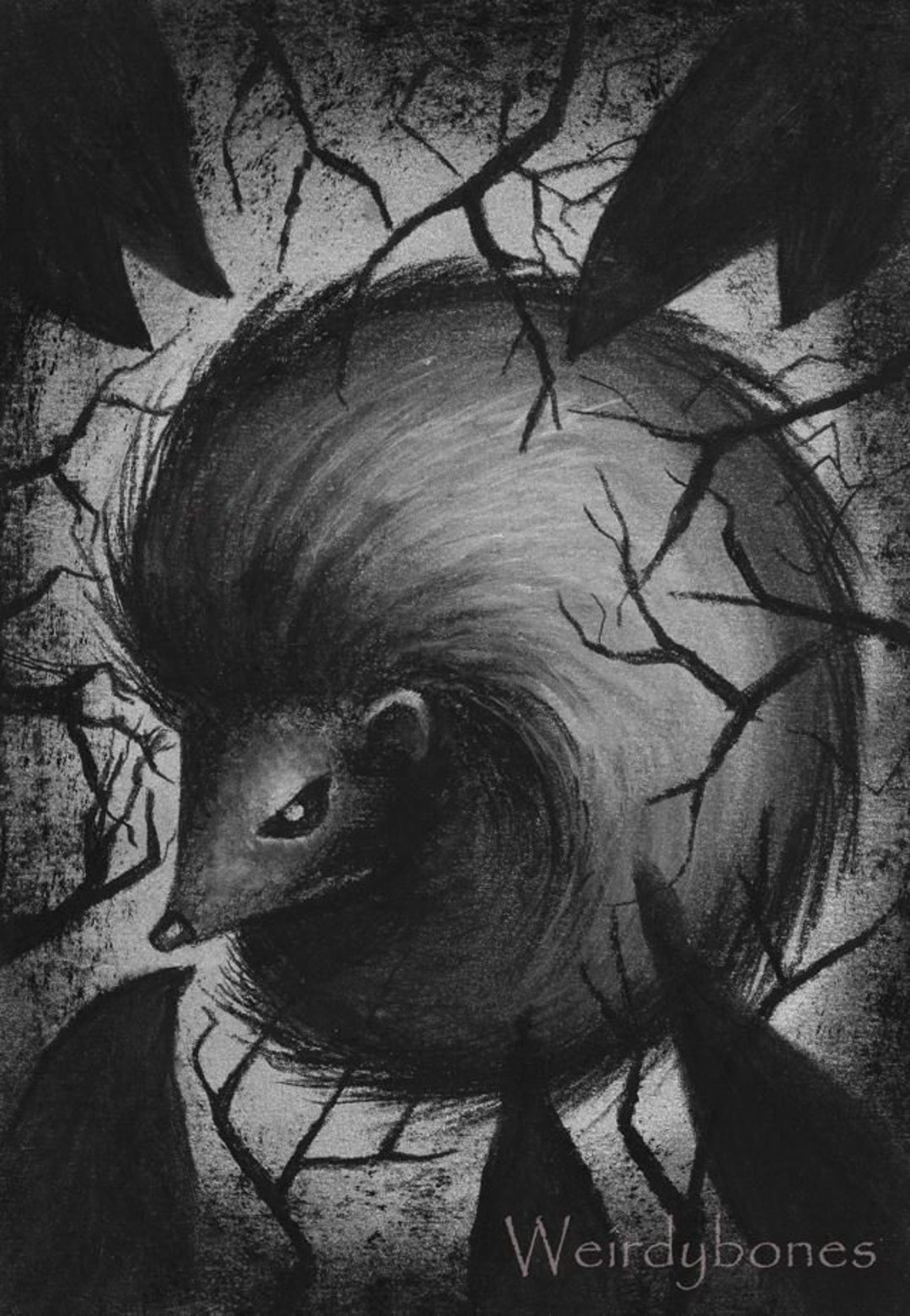 Gothic Sleeping Hedgehog Gothic/dark/horror Art "i Was Asleep" in ...