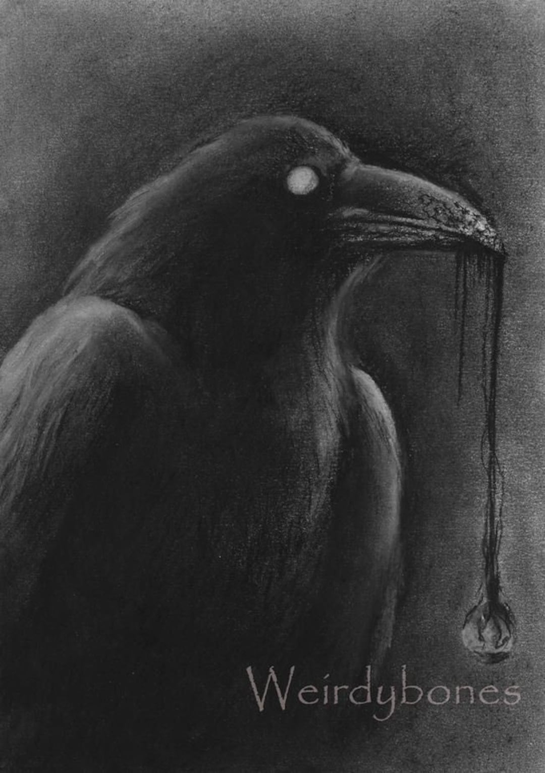 Raven With Eyeball Gothic/dark/horror Art mine in Charcoal A5 ...