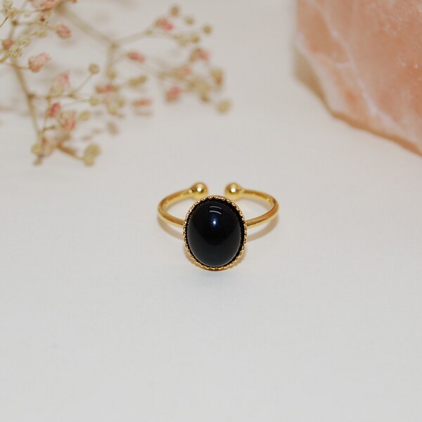 Black Agate Ring - Etsy