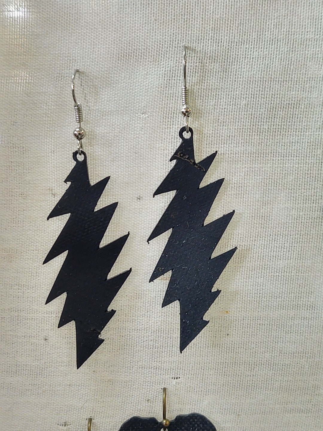 Vegan Leather Lightning Bolt Earrings Black and Bold - Etsy