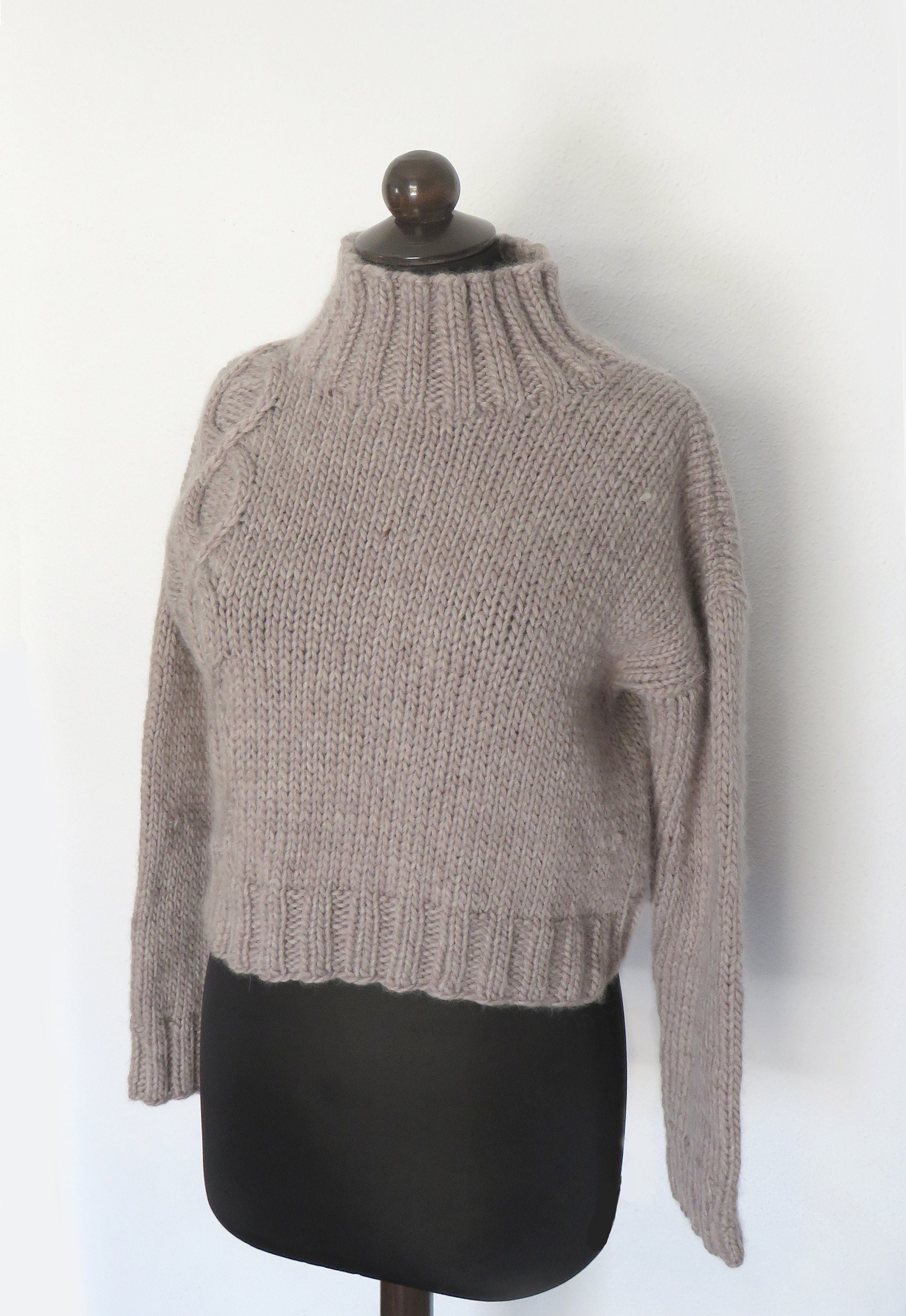 Knitting Pattern (PDF File) //chunky Crop Turtleneck Sweater //knitted ...