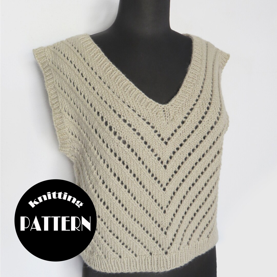 Knitting Pattern (PDF File) //hand Knit Slipover With V-neck // Knitted ...