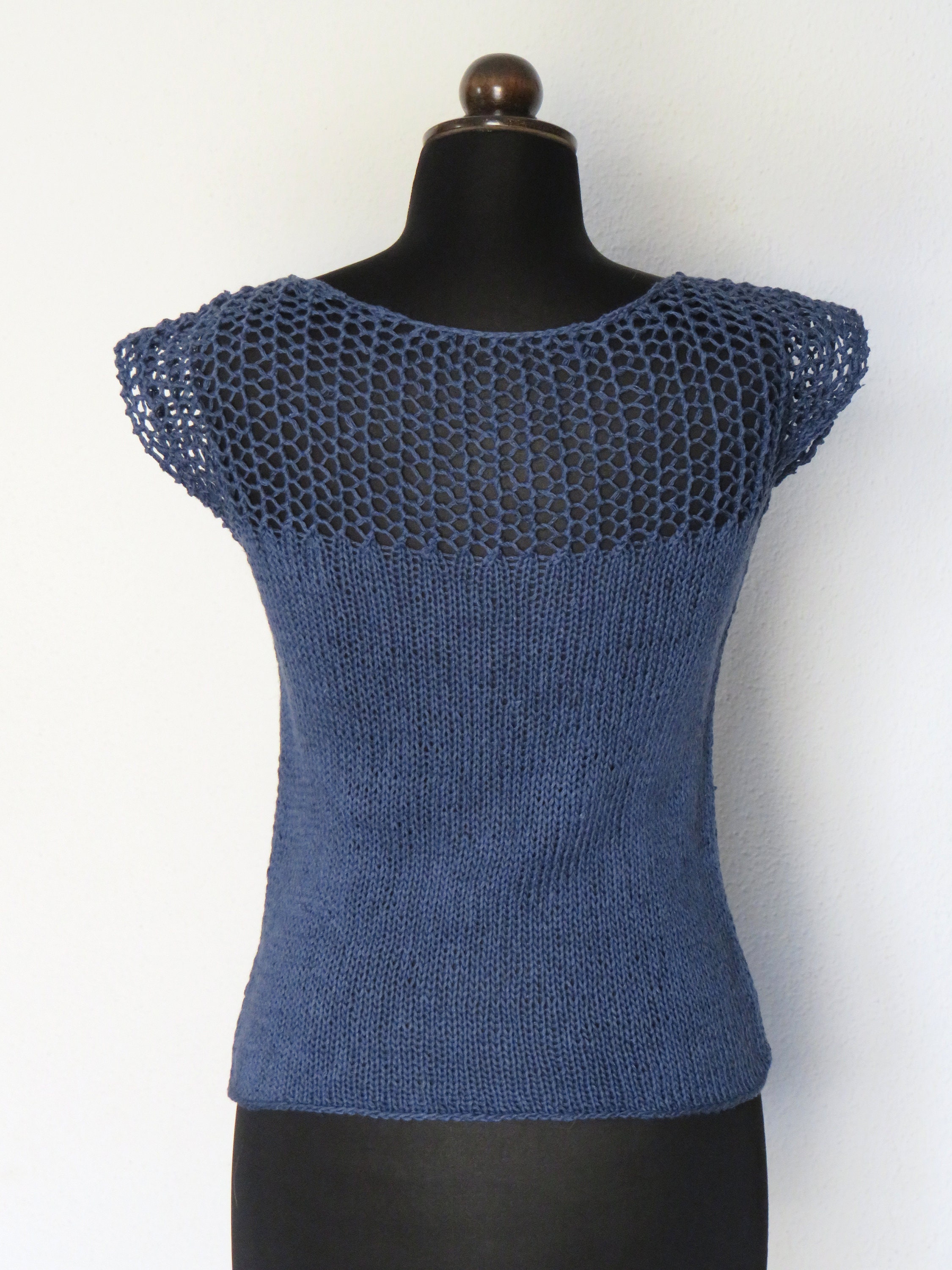 Knitting Pattern (PDF File) // Summer Cotton Linen Top // Short Sleeved ...