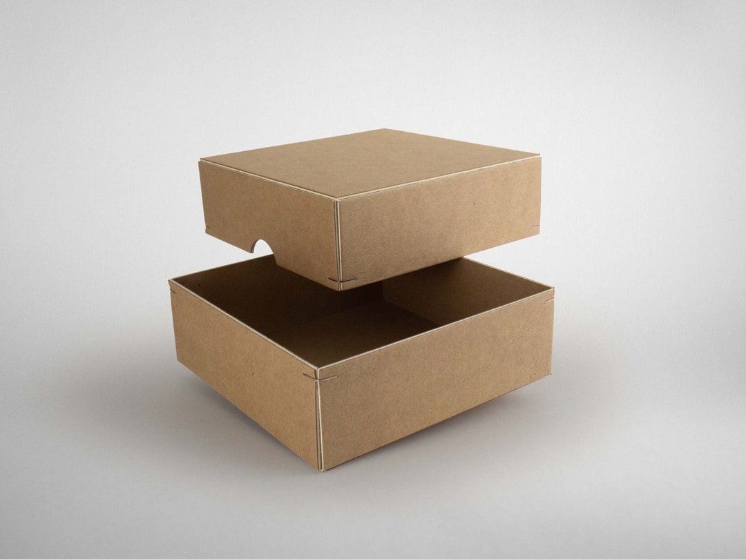 Box With Slip Lid Kraft Cardboard 12 X 12 X 4 Cm Photo Box Gift ...