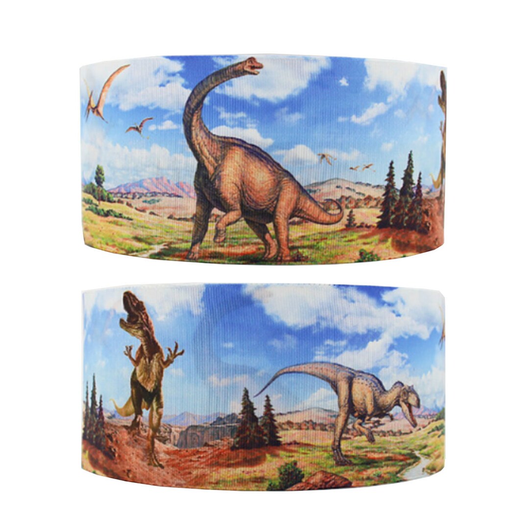 2m X 22mm Blue Dinosaur Grosgrain Ribbon for Kids Parties, Gift Wrap ...
