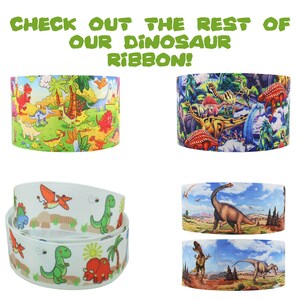 2m X 22mm Jungle Cartoon Multi Colour Dinosaur Grosgrain Ribbon for ...