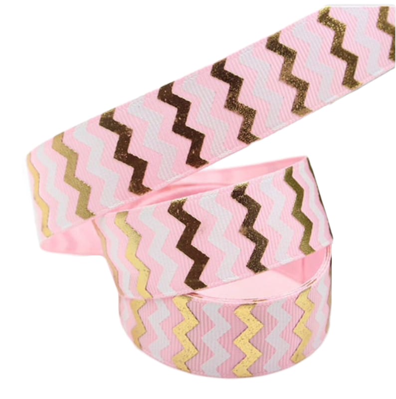 Pink Gold Zig Zag 2m X 22mm Grosgrain Ribbon for Birthday - Etsy