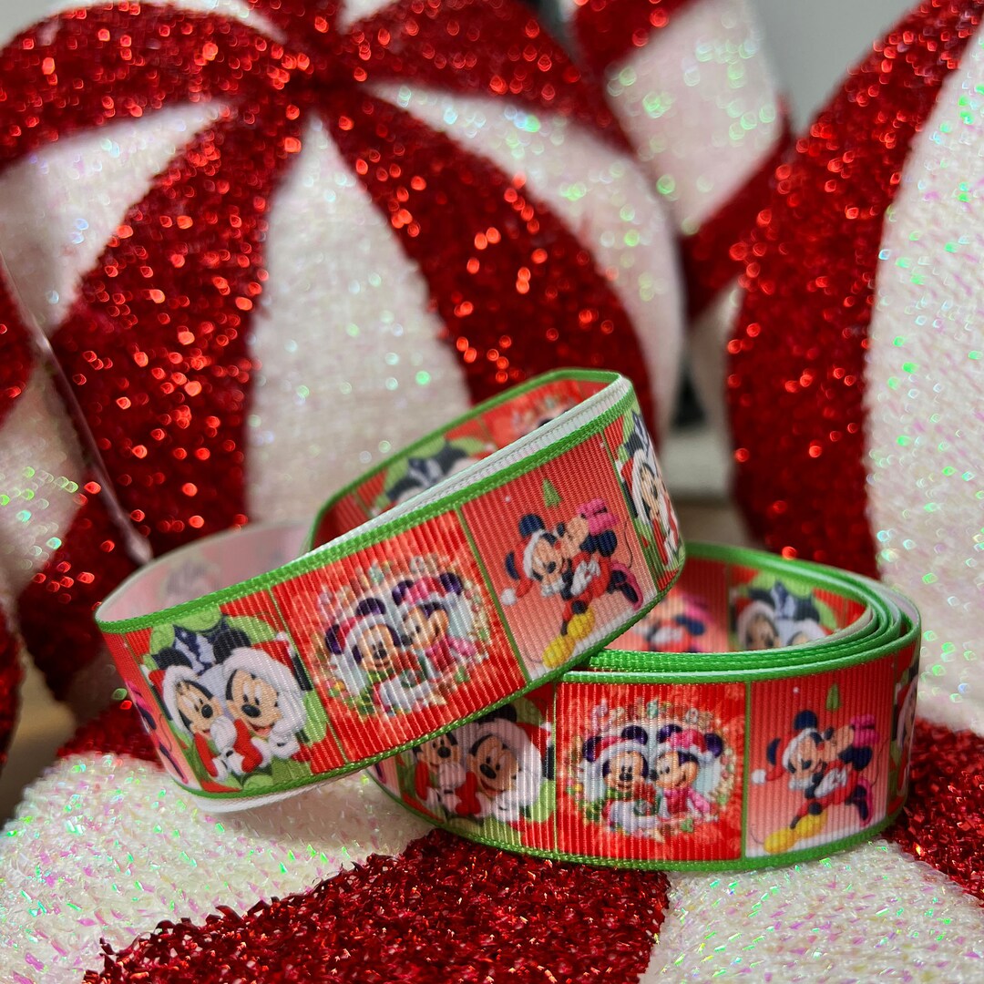Cute Red Green Disneys Mickey Minnie Ribbon Grosgrain 2m Ribbon for ...