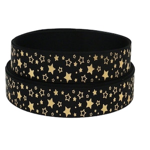 Black and Gold Star Grosgrain Ribbon for Birthday Cakes, Christmas ...